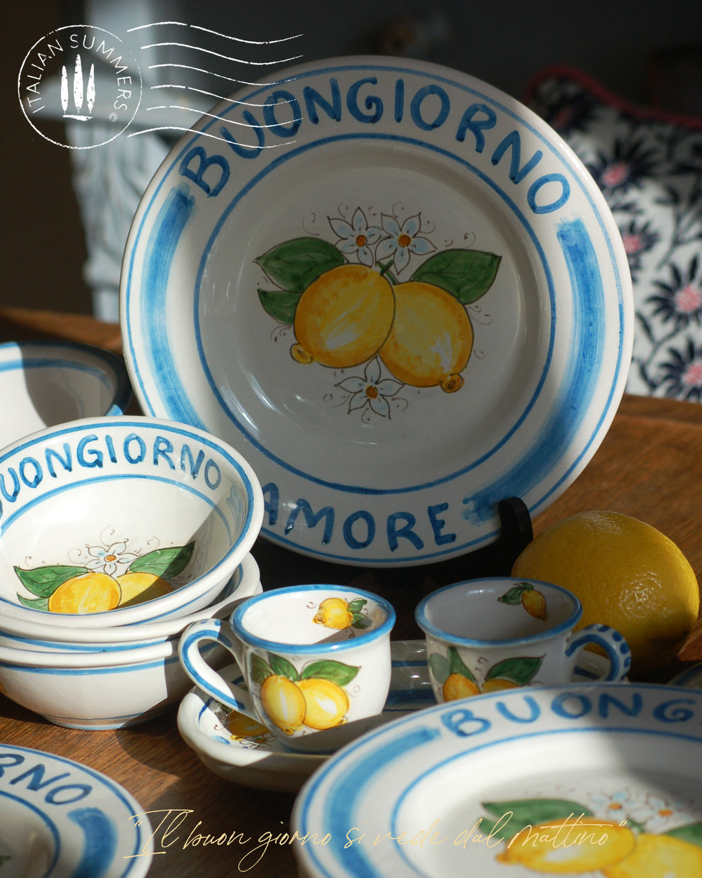 Hand-painted Italian ceramic plate - Buongiorno Amore, Amalfi Lemons ...