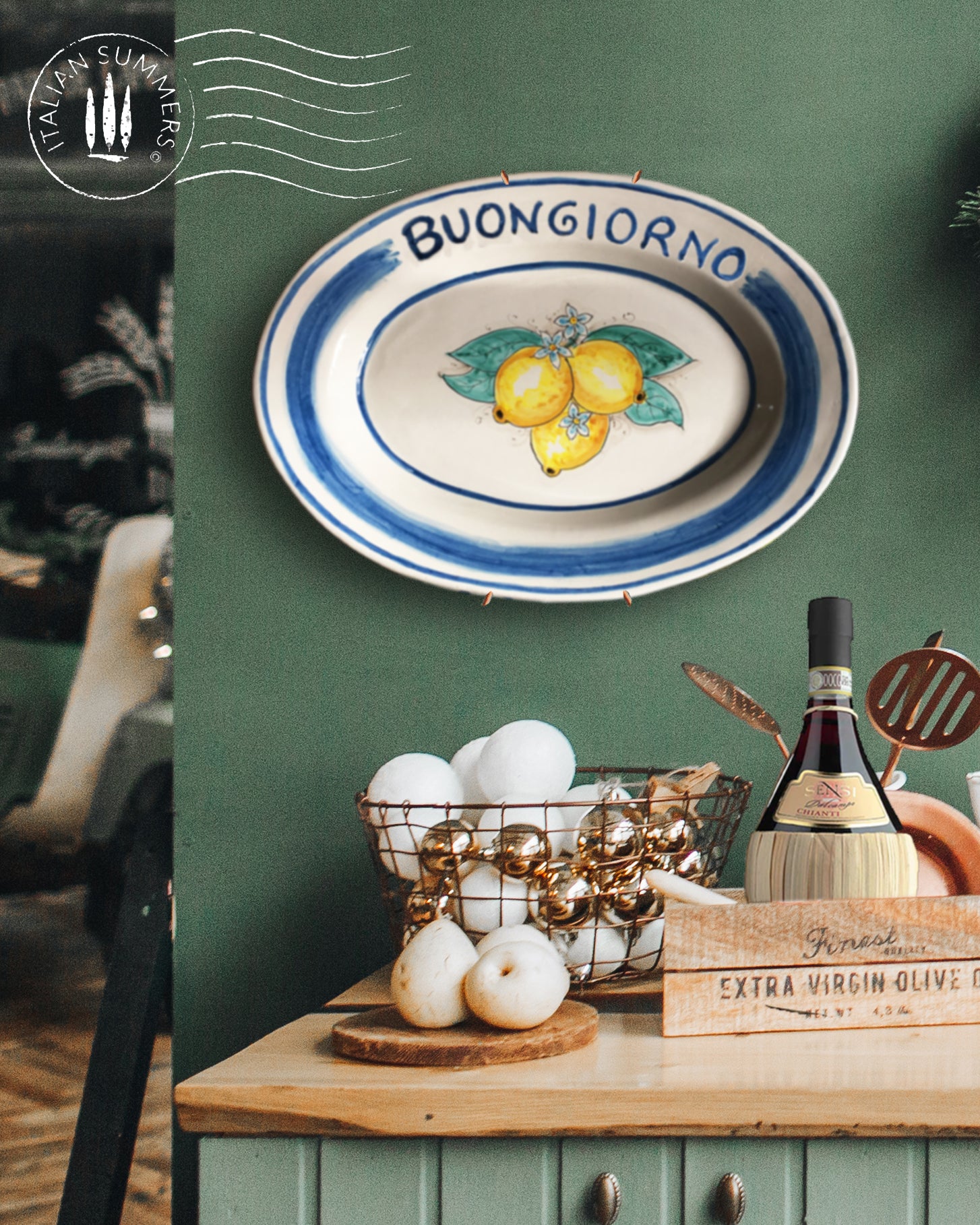 Handpainted Amalfi Coast Lemon Plate with 'Buongiorno' Made in Sicily ...